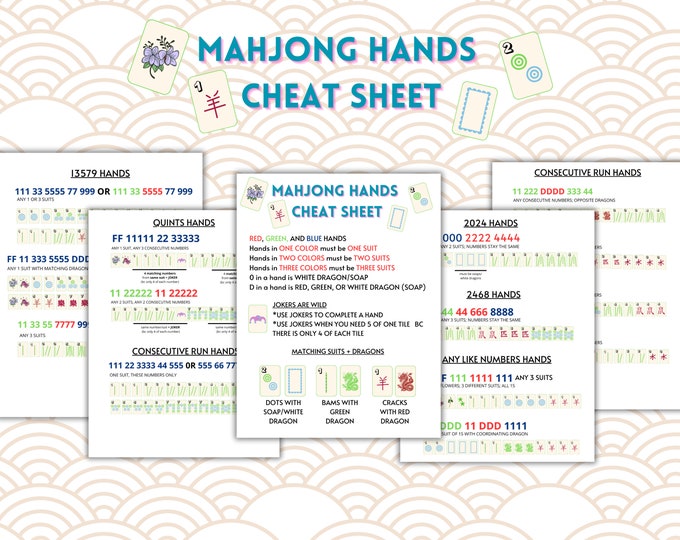 Vintage Antique Mahjong Mah Jongg Jong Set Bamboo Bone Tile Dice Wood ...