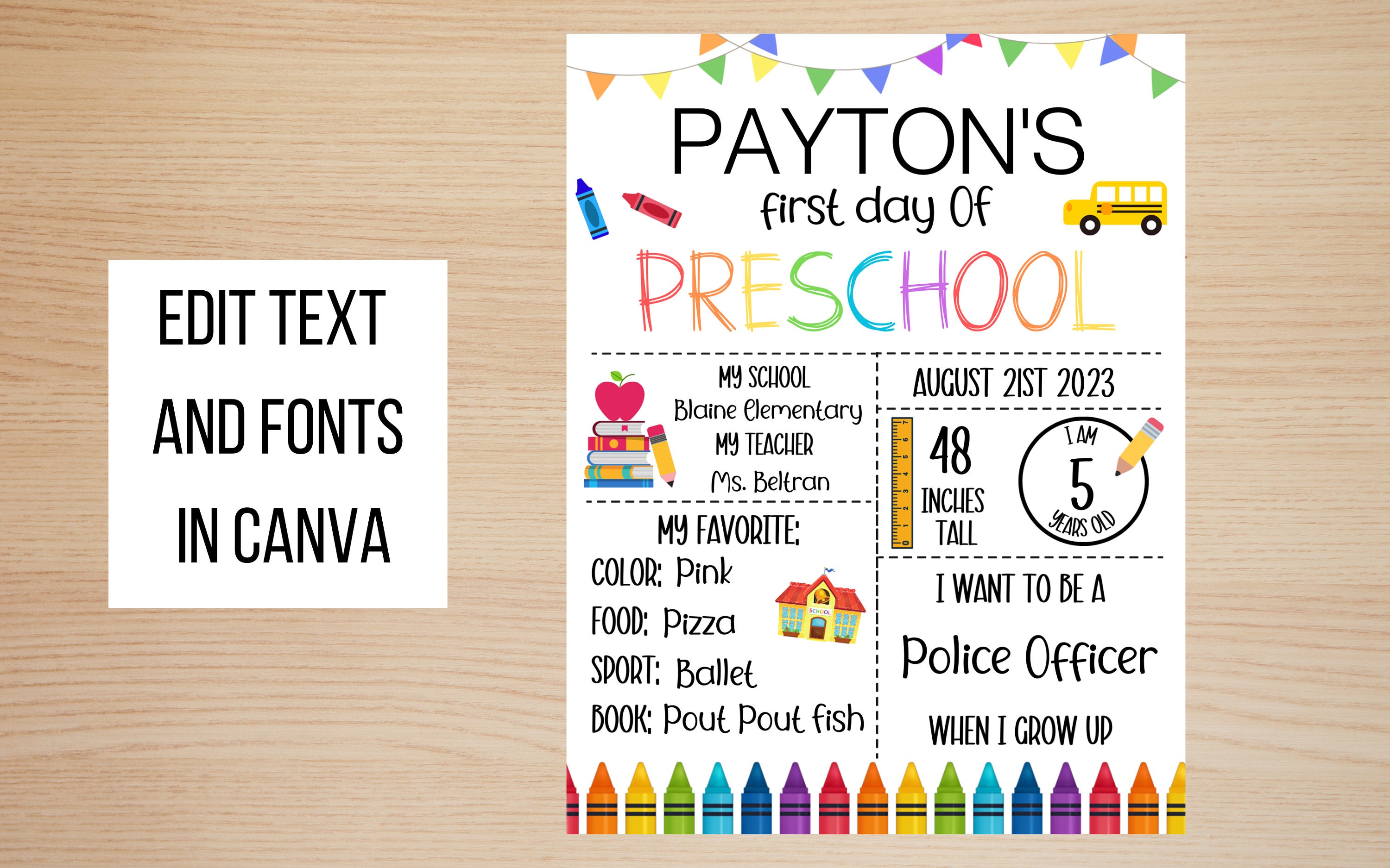 Printable First Day of School Sign, Editable First and Last Day of ...