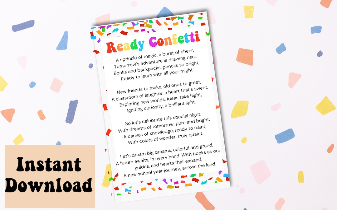 Ready Confetti Back to School Printable Tags, Back to School, Night ...