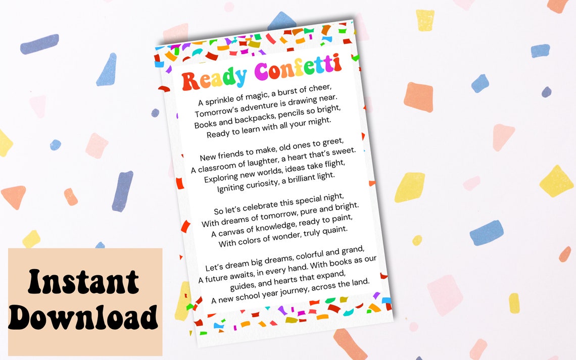 Ready Confetti Back to School Printable Tags, Back to School, Night ...