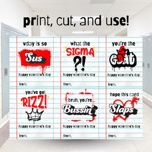 Funny Slang Valentine's Day Cards for Kids, Printable Classroom ...