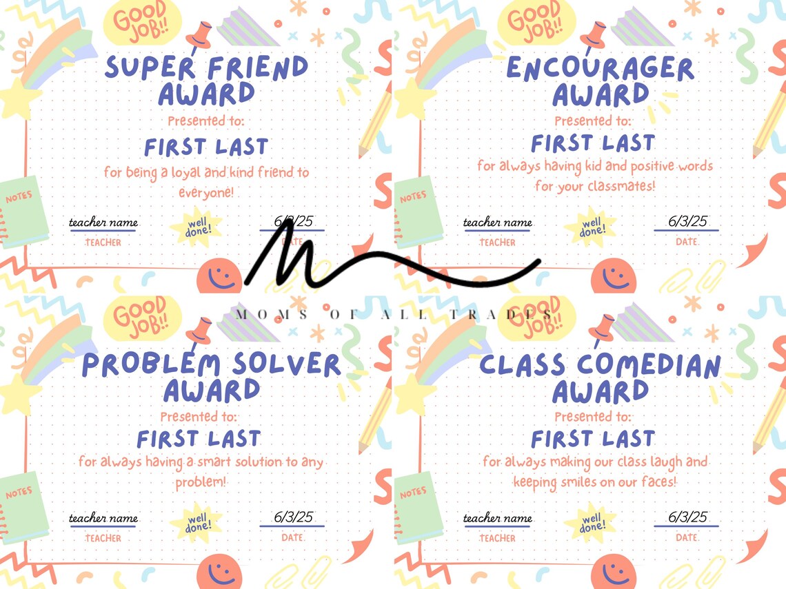 Editable Classroom Awards, Customizable End of Year Student ...