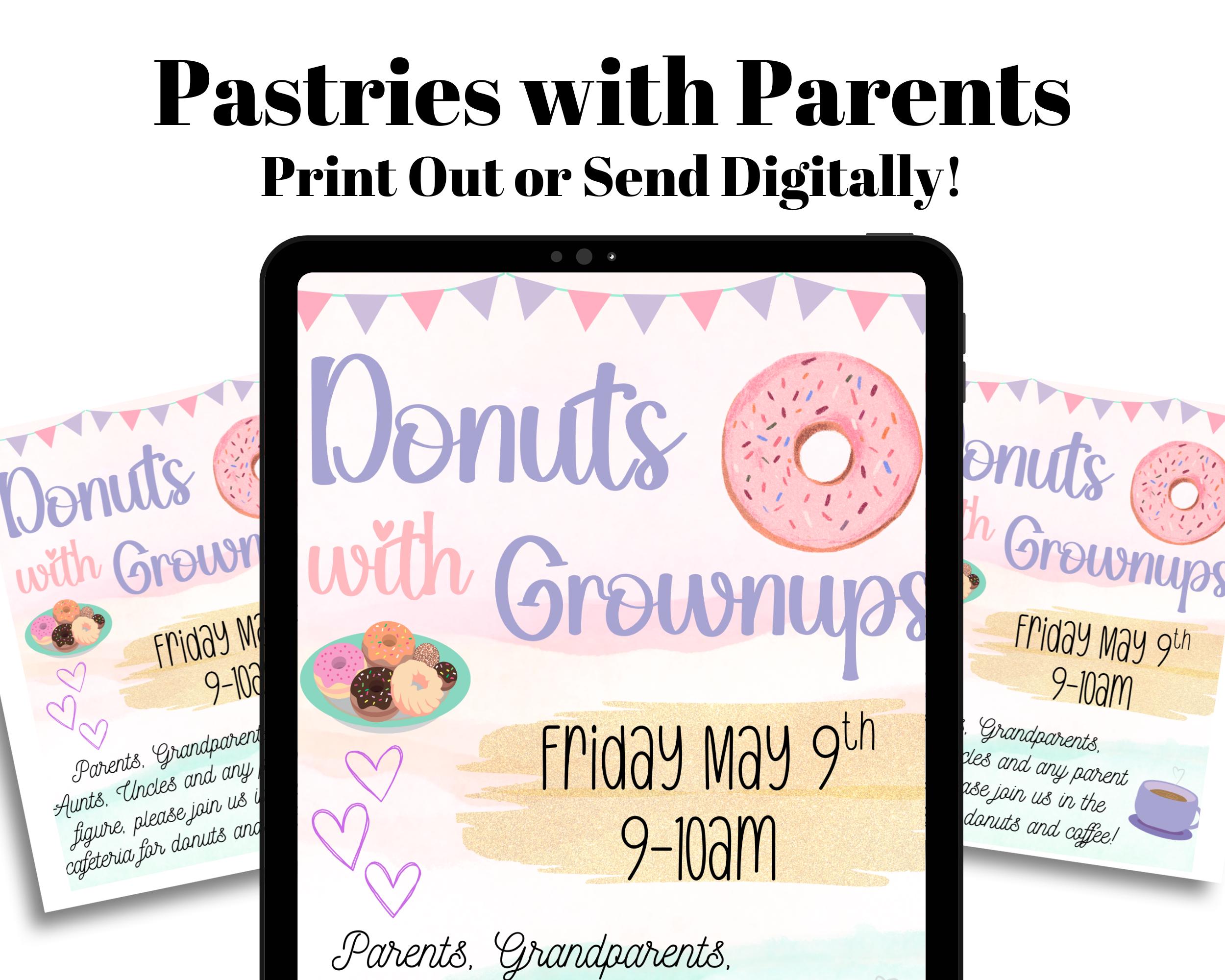 Donuts With Grownups Template - Donuts With Grownups Flyer - Donuts ...