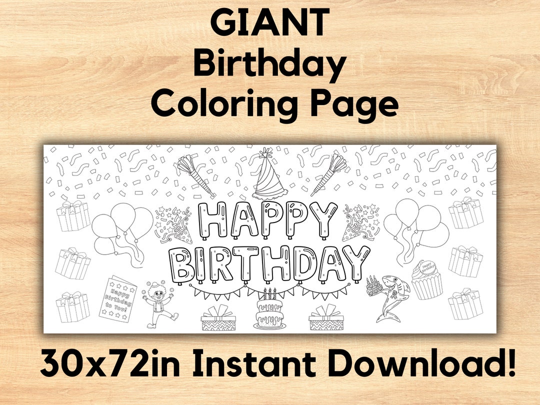 GIANT Birthday Coloring Poster or Table Cover | Custom Paper Birthday ...