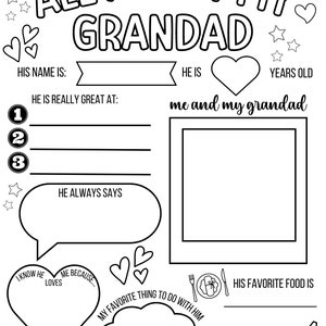 All About My Grandpa Questionnaire, All About My Papa, Grandpa Fathers ...