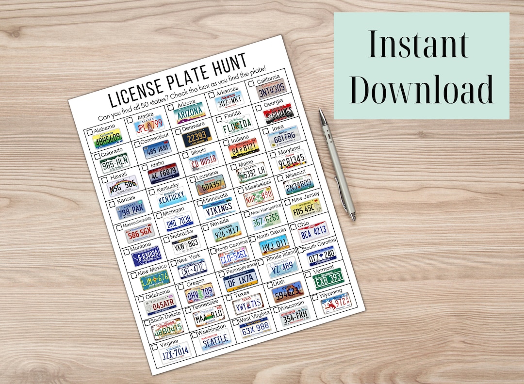 Road Trip License Plate Game- Kids Activity- Digital Download ...