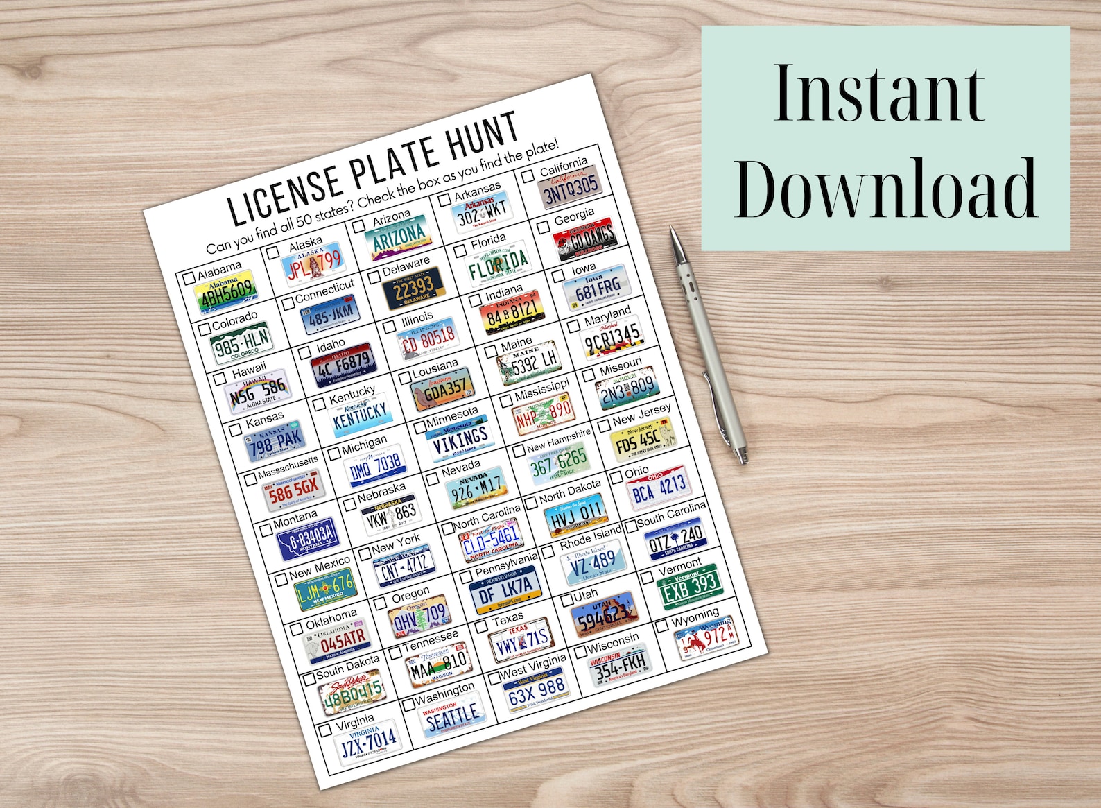 Road Trip License Plate Game- Kids Activity- Digital Download ...