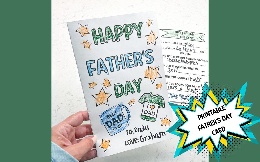 Father's Day Card, DIY Father's Day Card, Fill in the Blank Father's ...