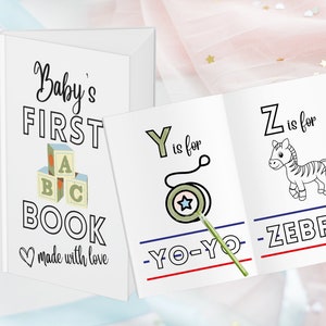 ABC Book Baby Shower Activity, Personalized Alphabet Coloring Book Baby ...