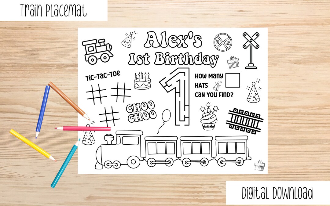 Train Printable Activity and Coloring Pages, Personalized, Train ...