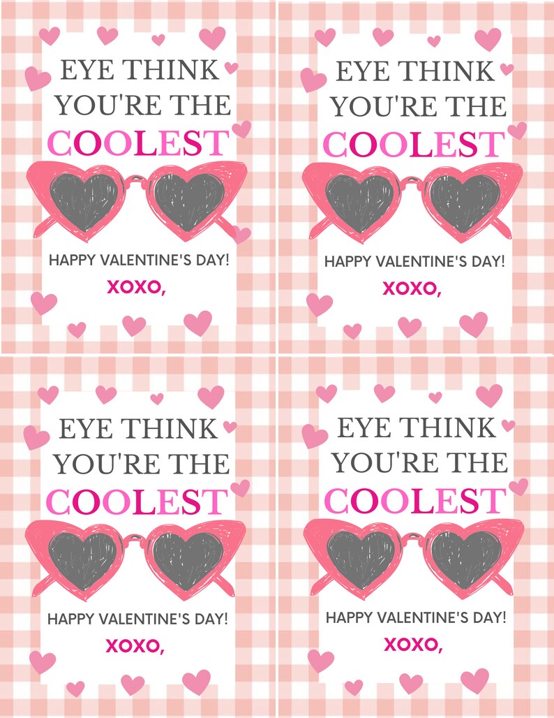Printable Heart Sunglasses Valentine's Day Card Instant - Etsy