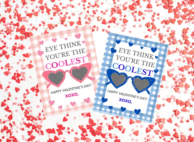 Printable Heart Sunglasses Valentine's Day Card, Instant Download Eye ...