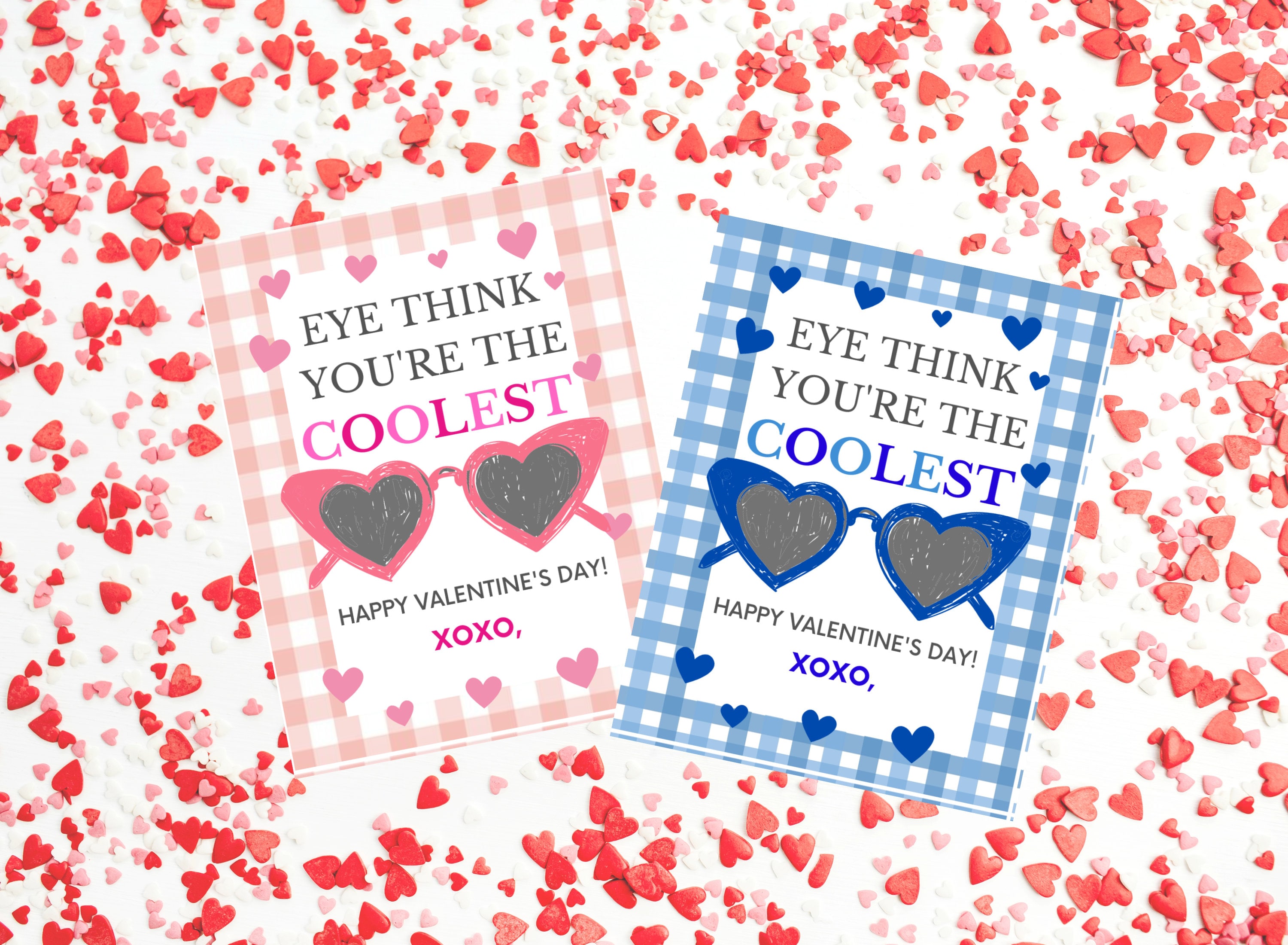Printable Heart Sunglasses Valentine's Day Card, Instant Download Eye ...