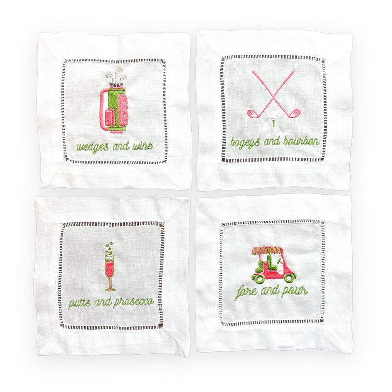 Funny Embroidered Cocktail Napkins (golf Cocktail Napkins) - Etsy