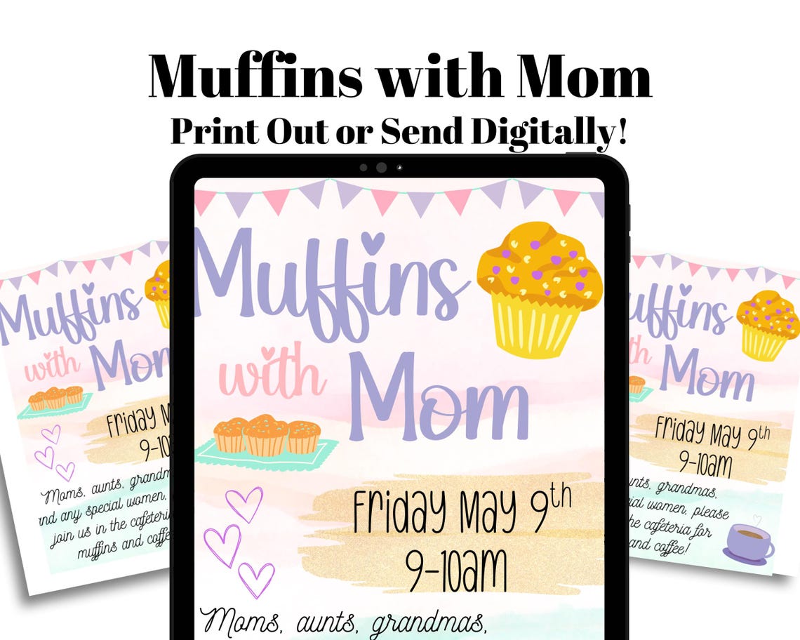 Muffins With Mom Template - Editable Muffins With Mom Flyer - Muffins ...