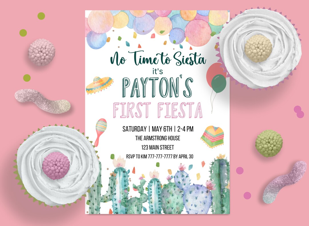 Cinco De Mayo, Fiesta Invitation, First Birthday Party Invite, Kids ...