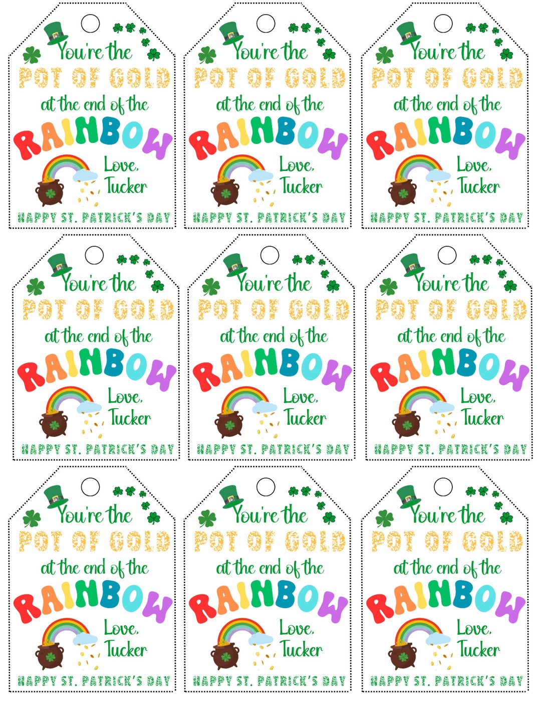Editable St Patrick's Gift Tag | St Patrick's Day Gift | Rainbow St ...