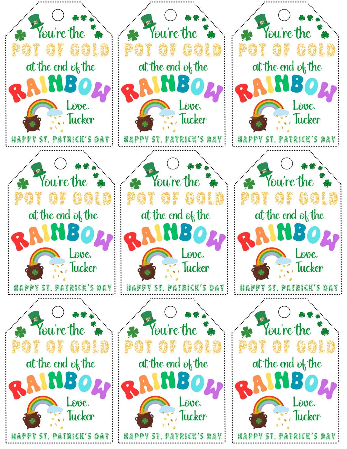 Editable St Patrick's Gift Tag | St Patrick's Day Gift | Rainbow St ...