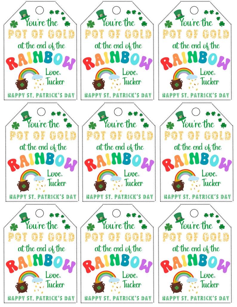 Editable St Patrick's Gift Tag | St Patrick's Day Gift | Rainbow St ...