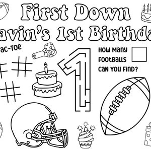 Custom First Year Down Birthday Coloring Page | Printable Football ...