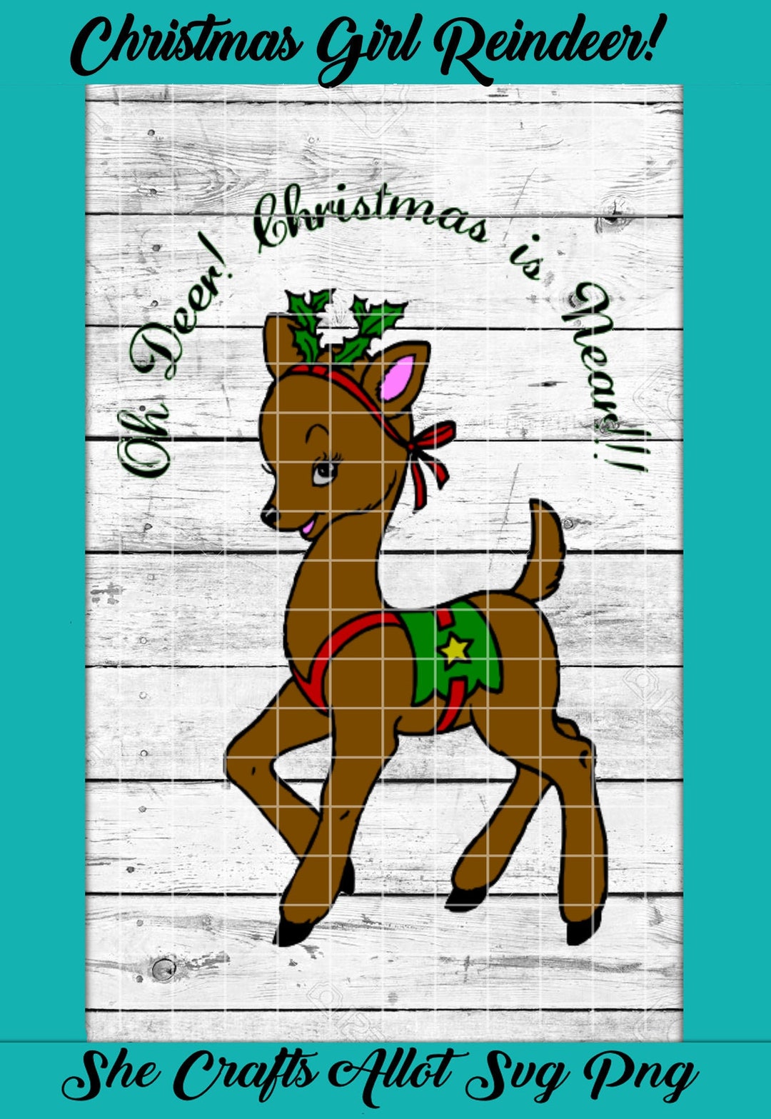 Oh Deer Christmas is Near Cute Santa Girl Reindeer - Etsy