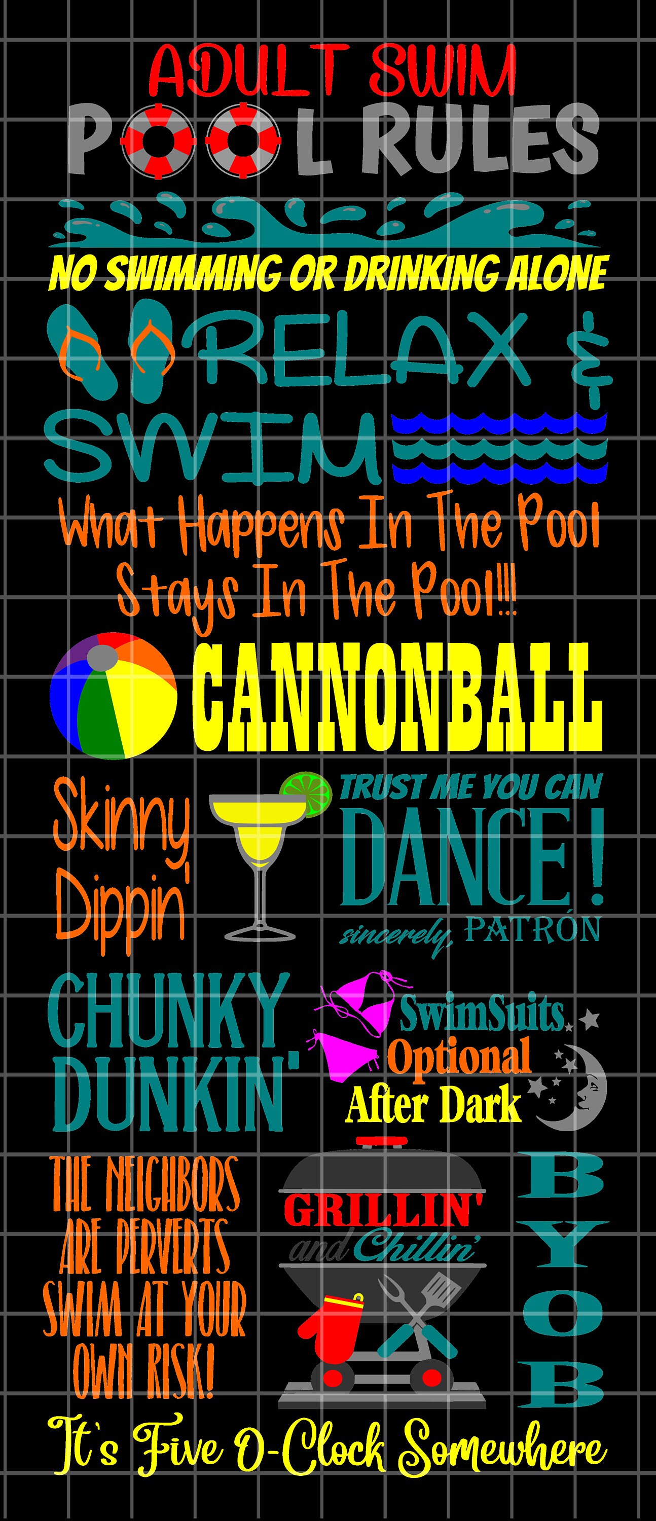 Adult Swimming Pool Rules Funny Sign SVG PNG - Etsy Canada
