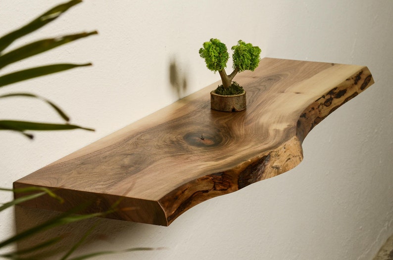Walnut Wooden Wall Decor Live Edge Decor for Shelves Boho Wall Decor ...