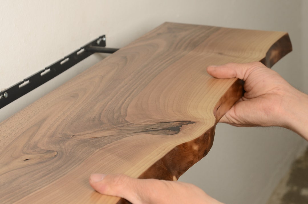 Rustic Farmhouse Floating Raw Live Edge Shelf, Custom Long Wood Shelves ...