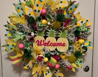 Pineapple Mesh Wreath - Etsy