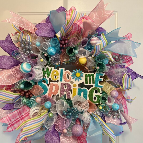 Spring Deco Mesh Wreath - Etsy