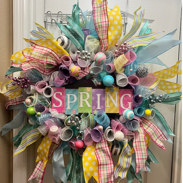 Spring Deco Mesh Wreath - Etsy