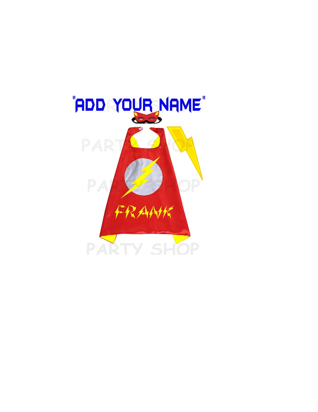 Flash Custom Cape and Mask for Kids, ADD Your Child's Name,superhero ...
