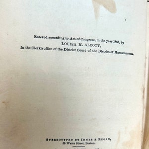 1869 first Edition Little Women by Louisa May Alcott. Published by ...