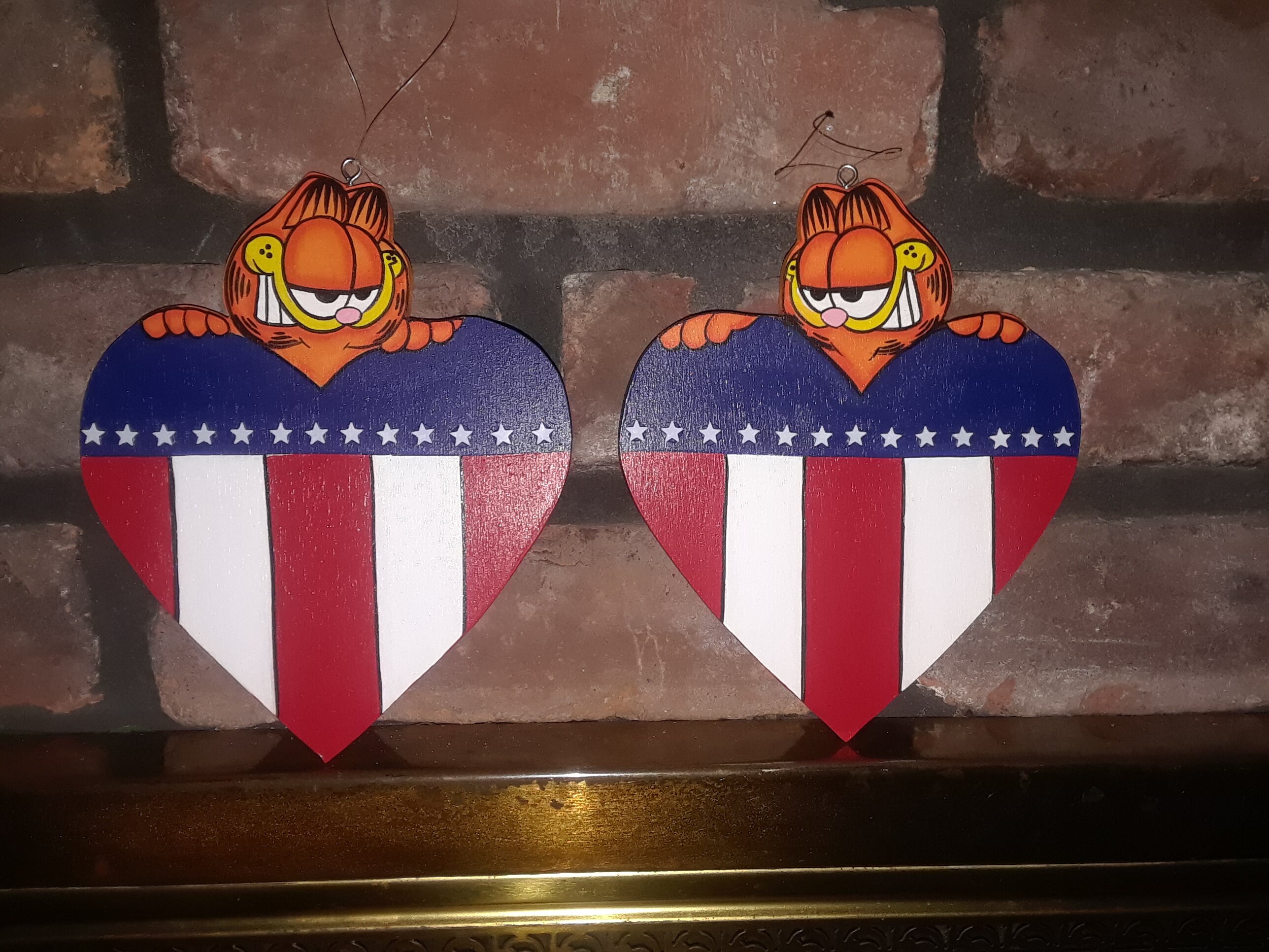 Wooden Garfield Patriotic Heart Set - Etsy
