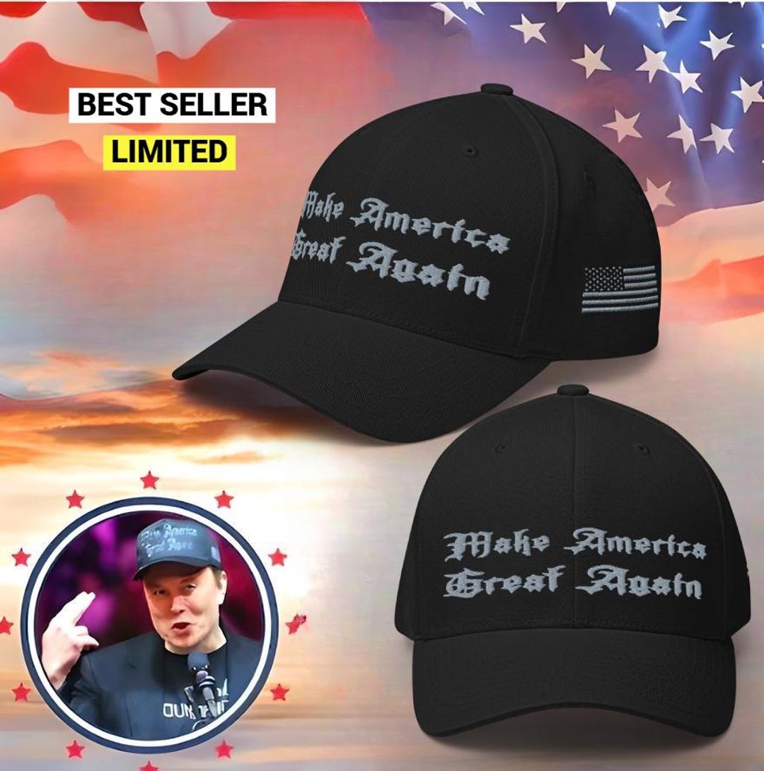 Elon Musk Dark Gothic MAGA Hat Embroidered W/flag on Left | Elon Dark ...