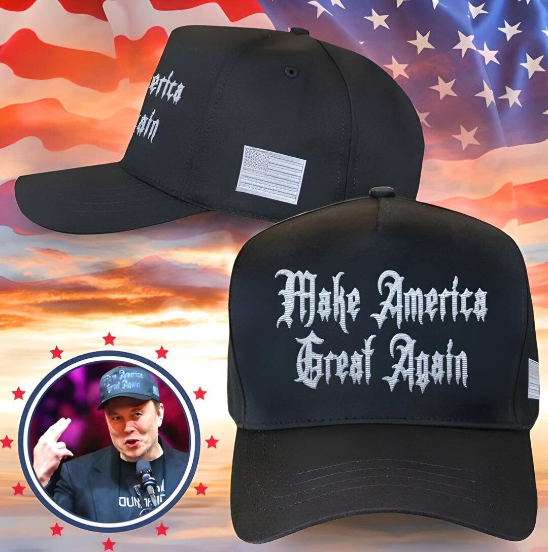Dark Gothic MAGA Hat Embroidered Fitted Elon Musk Dark Gothic MAGA Hat ...