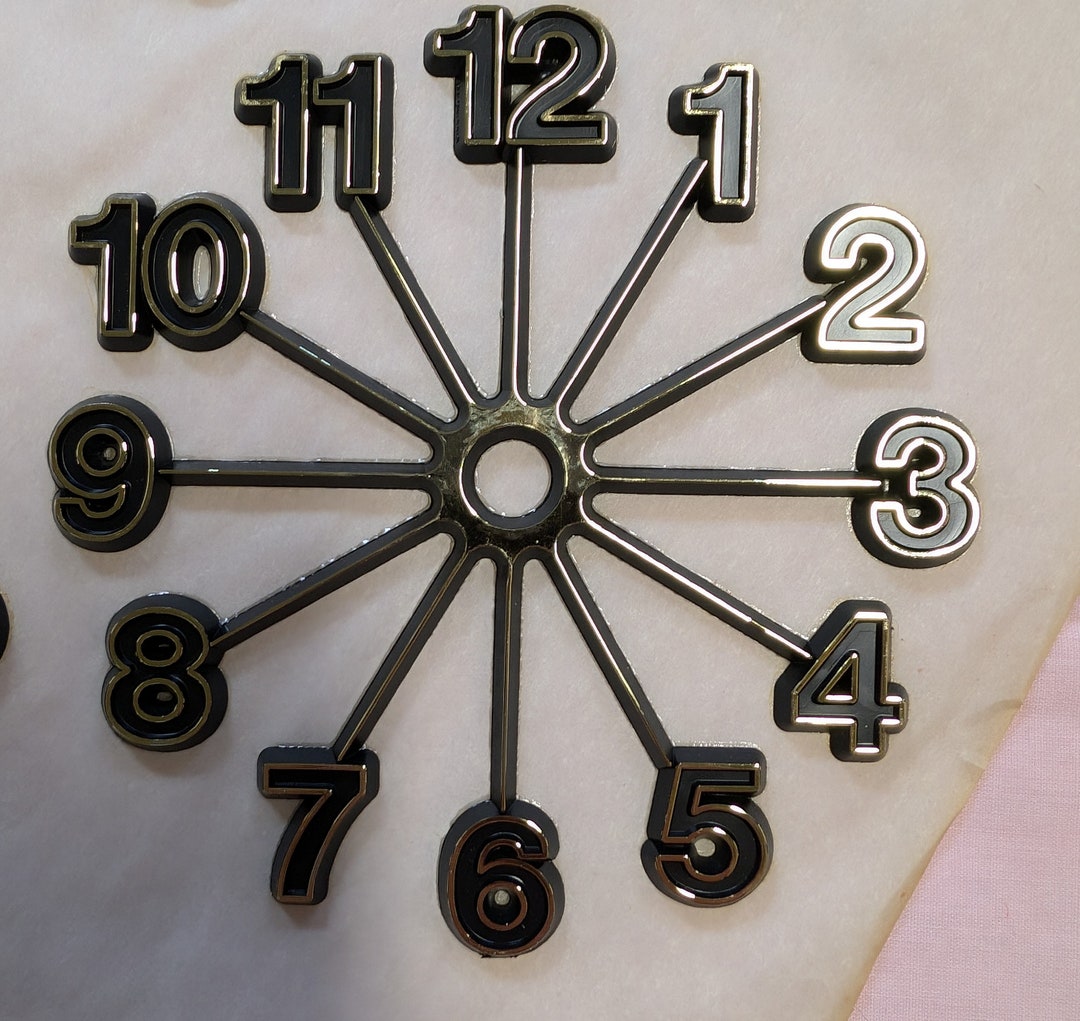Clock Numbers, Starburst Clock Numerals, Gold on Black, 4" NOS, 5" NOS ...