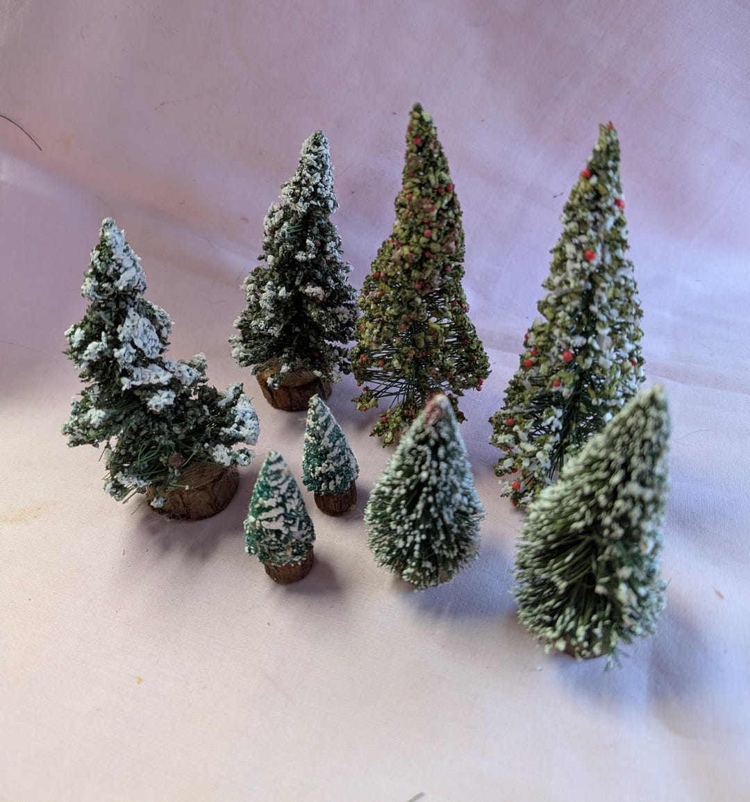 Miniature Evergreen Trees, Nativity Decoration, Train Set Decor, Lot of ...