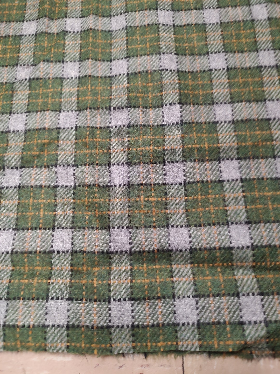 Green Plaid Wool, Wool Applique, Wool Rug Hooking, Wool Yardage - Etsy