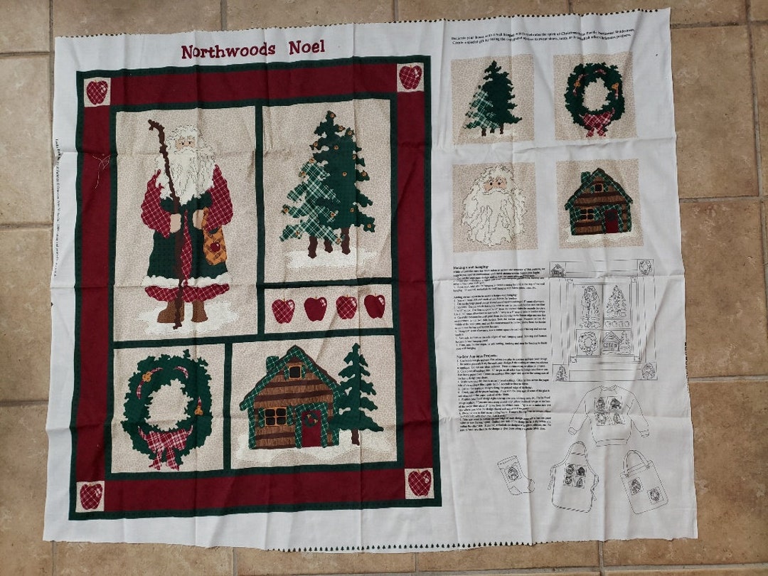 Northwoods Noel Christmas Wall Hanging Fabric Panel, Applique Designs ...