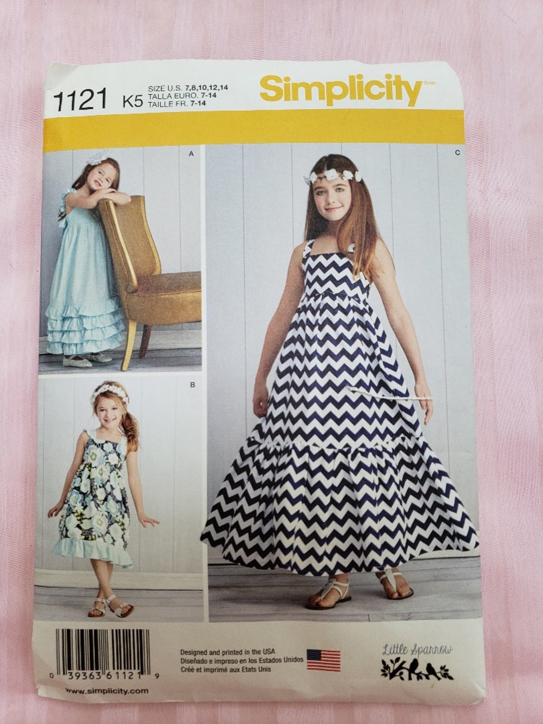 Girls Dress Pattern, Simplicity 1121, Sizes 7-8-10-12-14 - Etsy