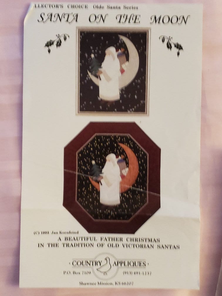 Santa on the Moon Applique Pattern, Country Appliques, Olde Santa ...