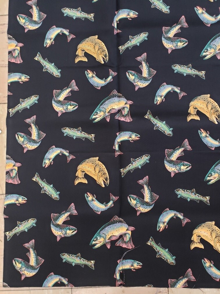 Rainbow Trout Fabric, Springs Industries, Cotton Sewing and Quilting ...