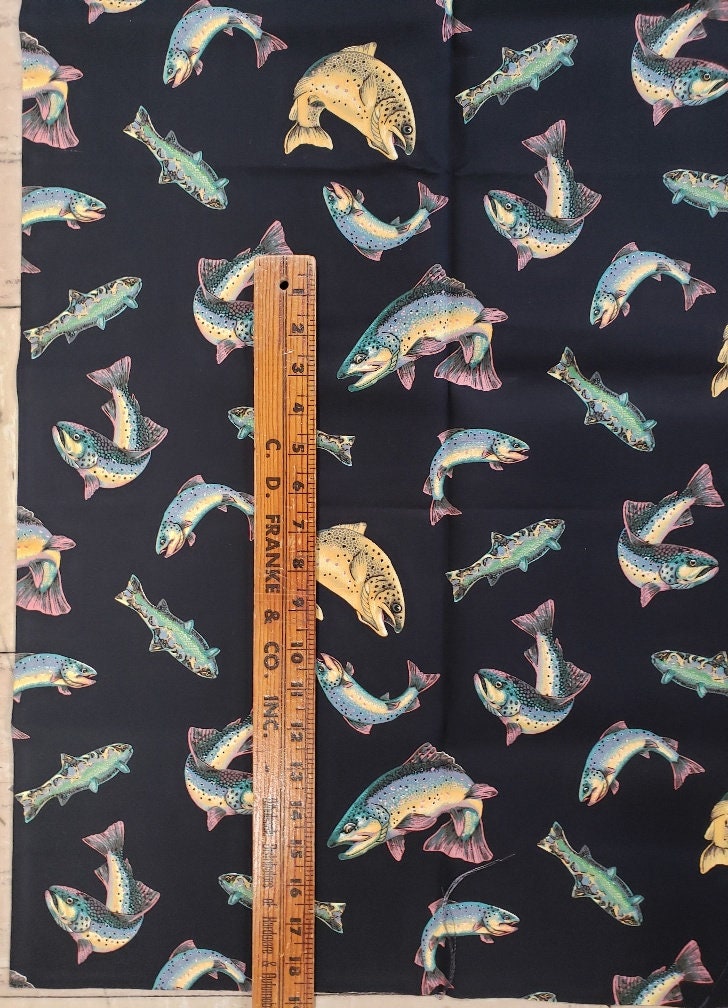 Rainbow Trout Fabric, Springs Industries, Cotton Sewing and Quilting ...