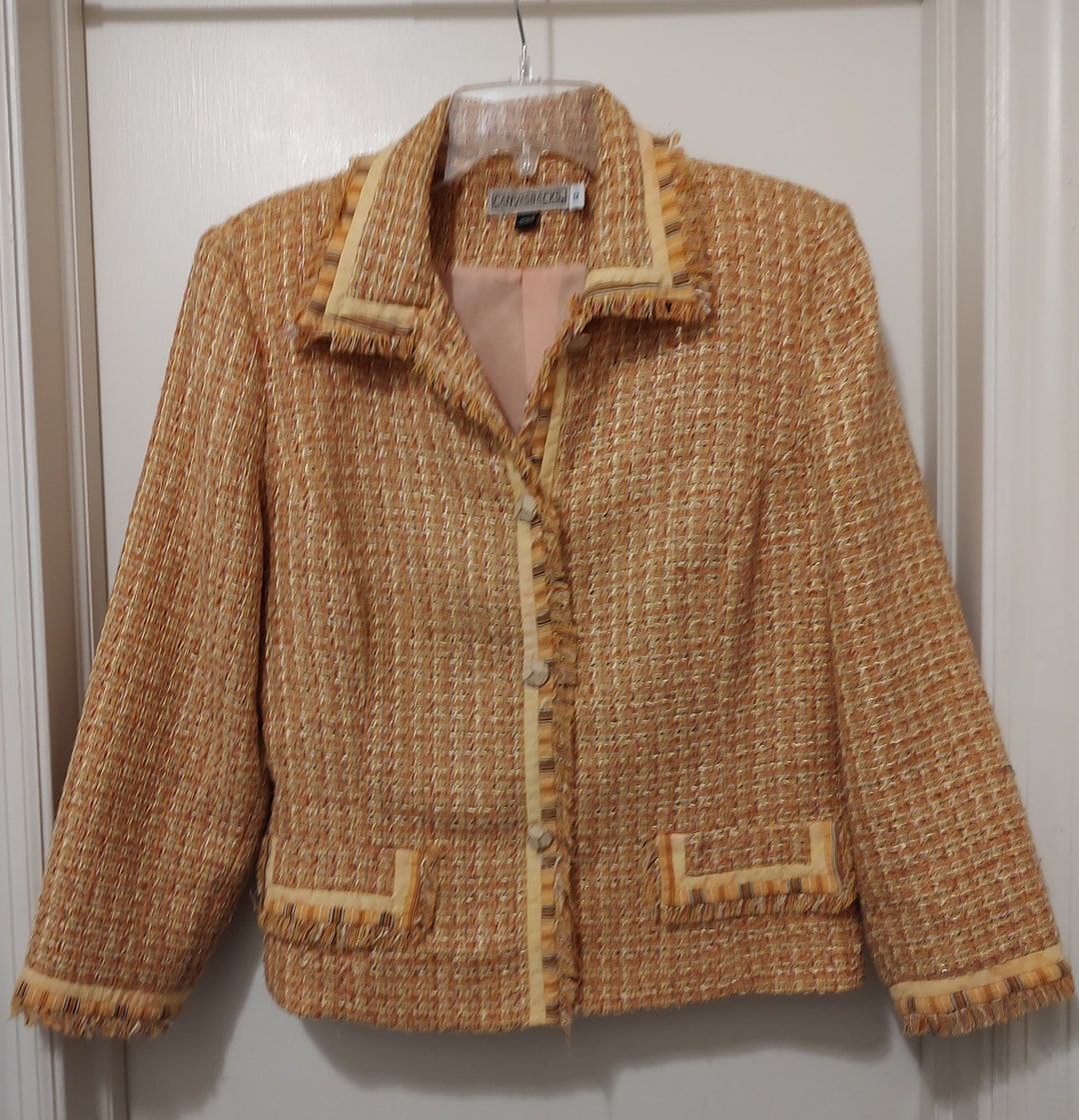 Vintage Canvasbacks Orange Tweed Woven Women's Jacket, Size 10 ...