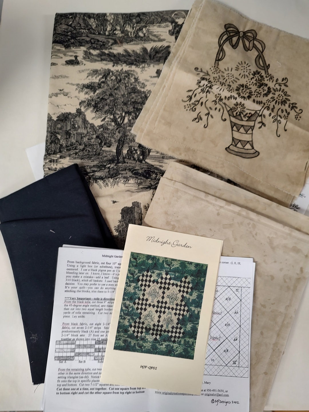 Midnight Garden Quilt Kit, Black Toile, Black Embroidery, Abandoned ...