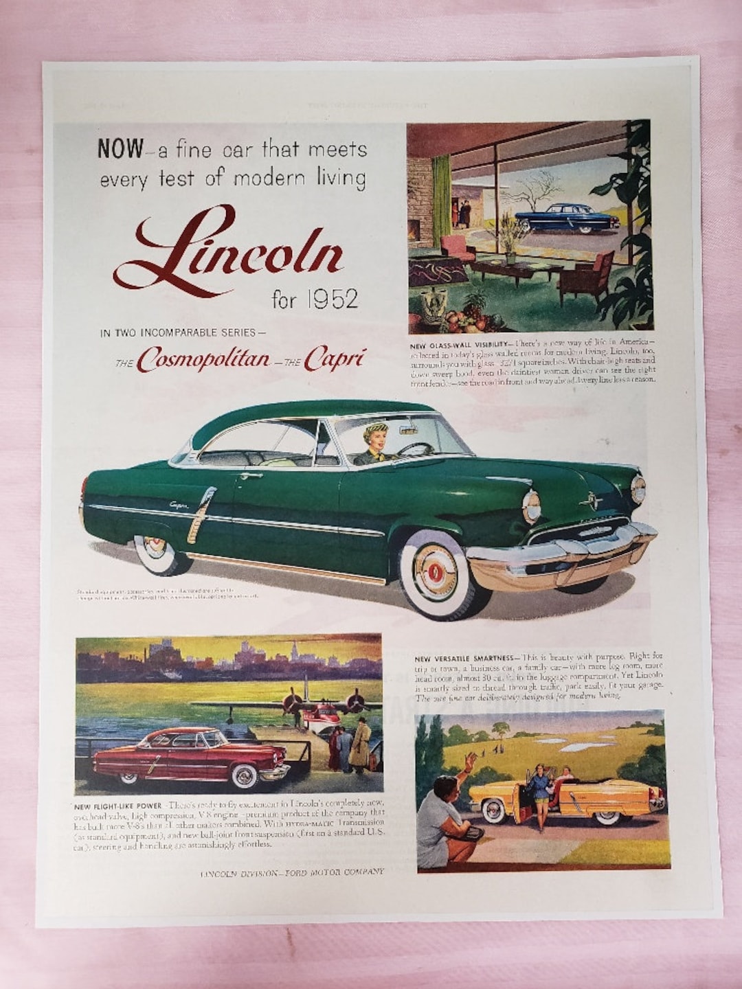 Vintage Car Ads, Magazine Ads, Linen Backed Magazine Ads - Etsy