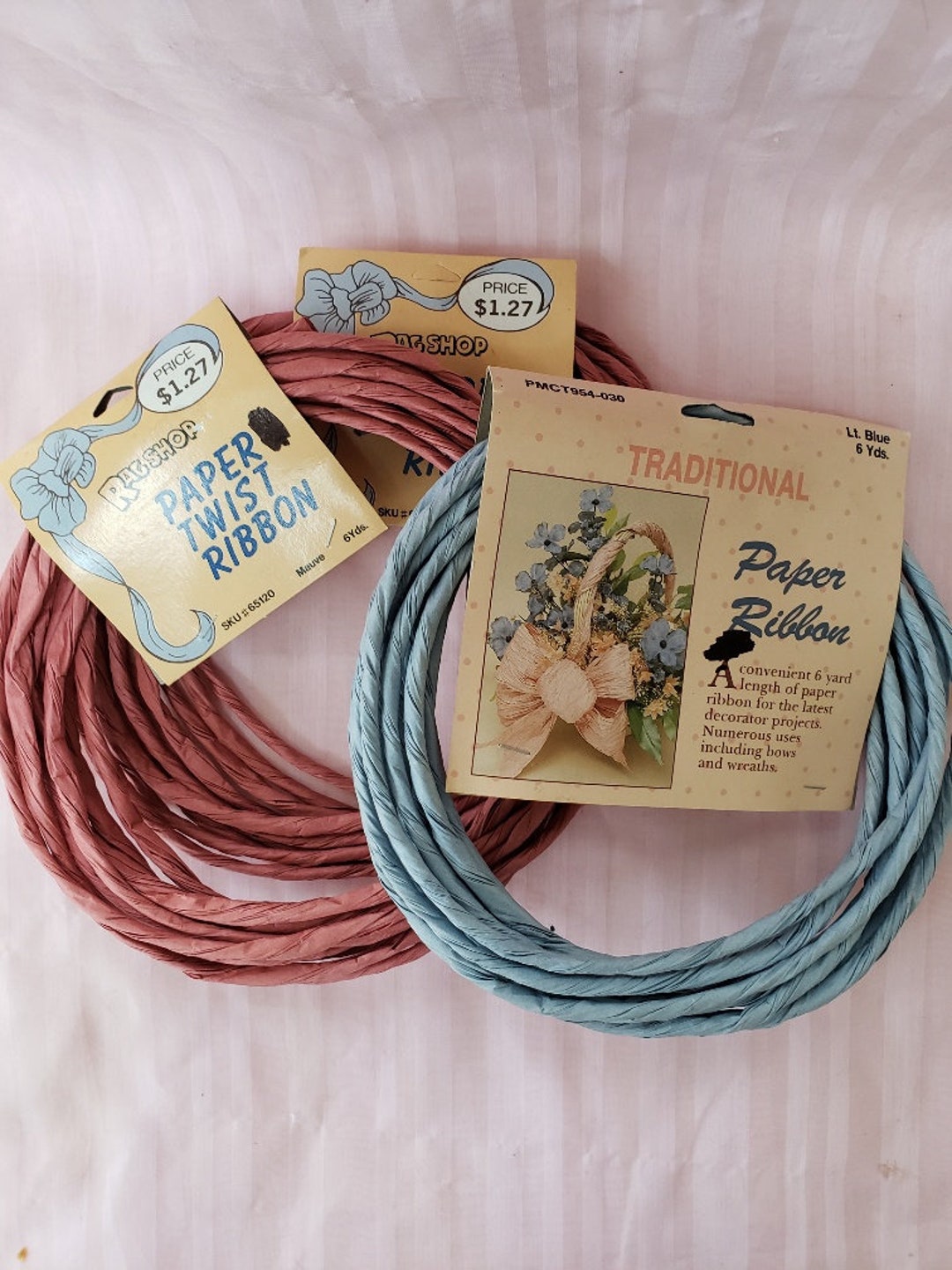 Rag Shop Paper Twist Ribbon, Mauve Paper Twist, Light Blue Paper Twist ...