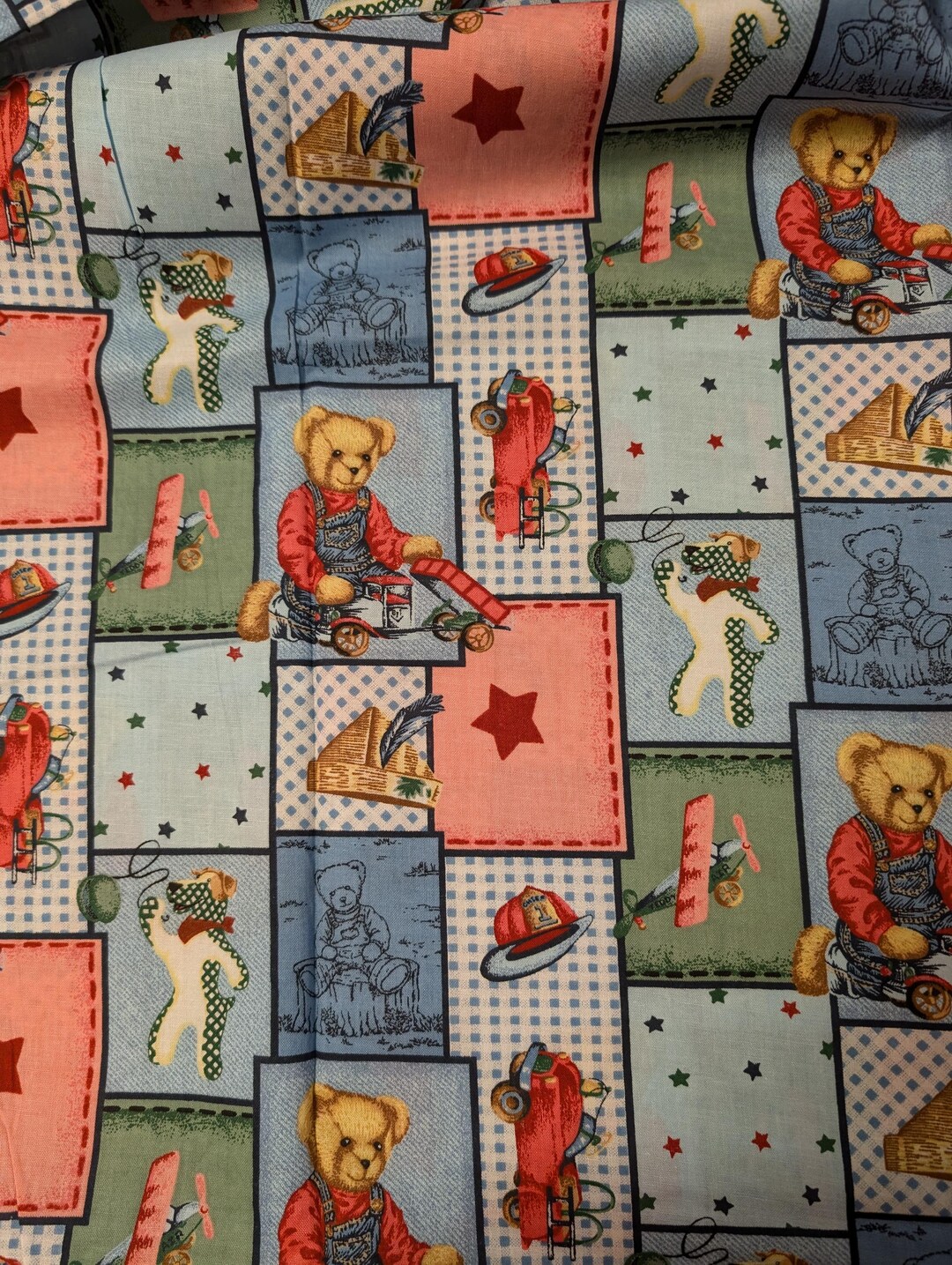 Teddy Bear Patch Quilting Fabric, Springs Industries, 100% Cotton - Etsy