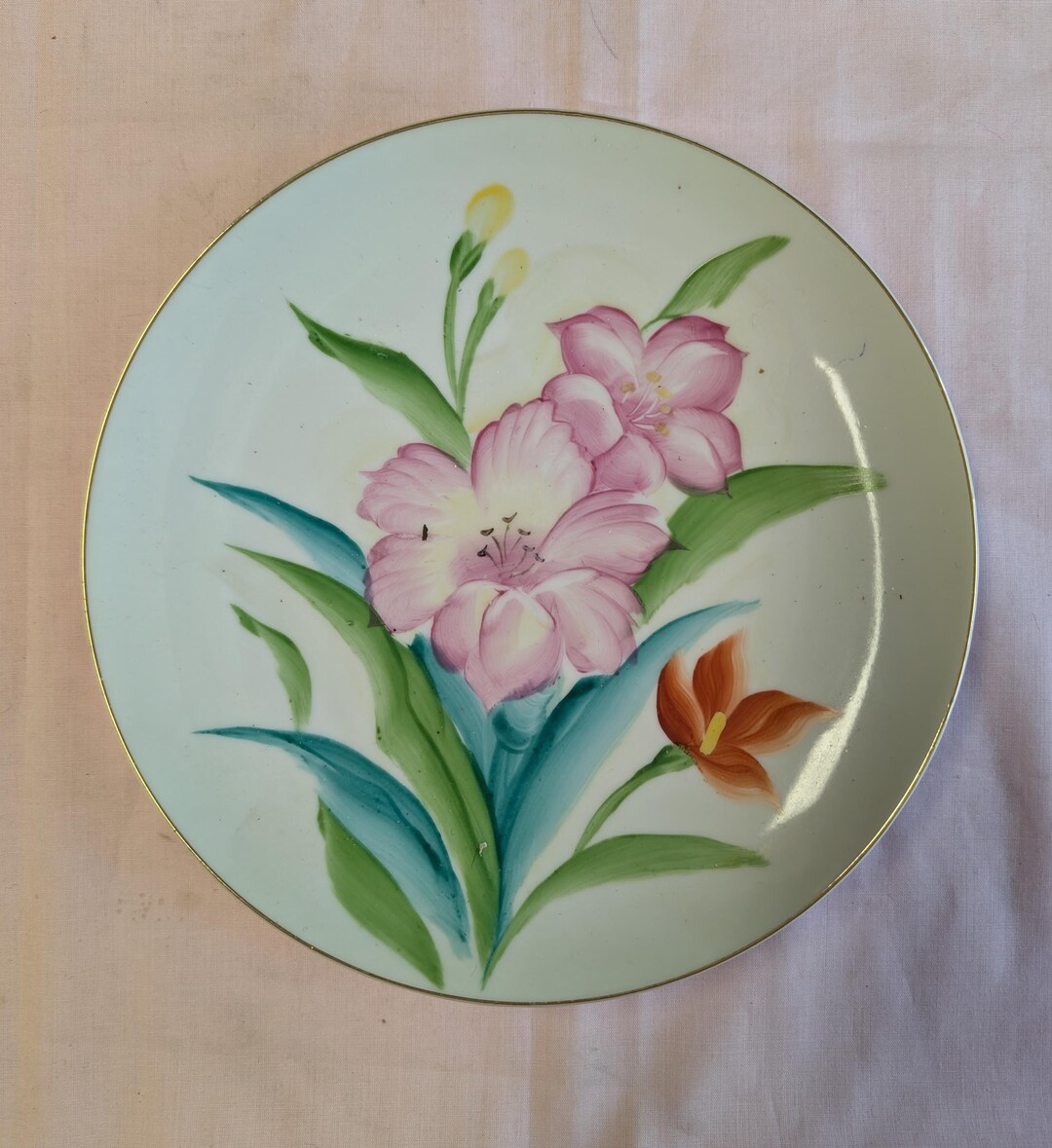 Flower Decorated Plates, Gilt Edge Decorative Plate, 8" Inch Plate - Etsy